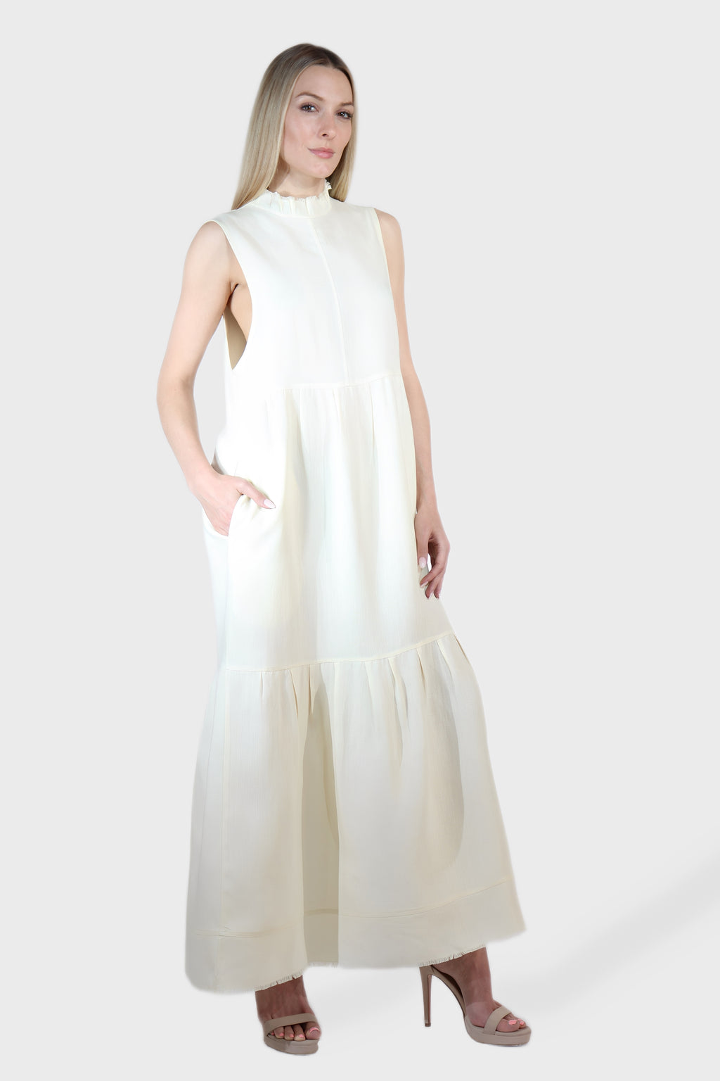 Frayed Maxi Linen Dress – BŌKEN KIN